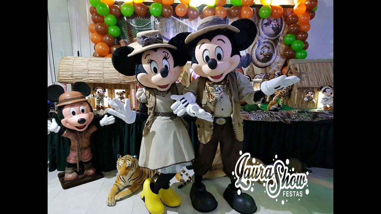 Mickey Safari personagens vivos animando a festa - YouTube