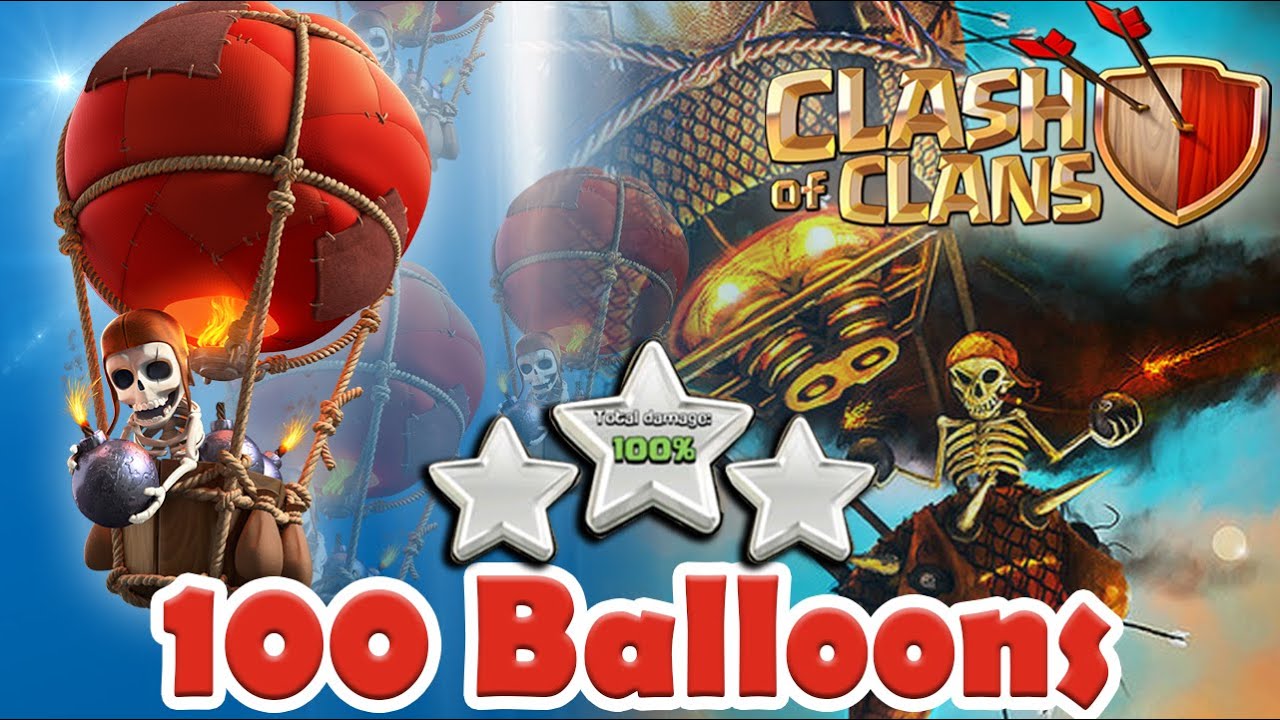 Clash Of Clans - 100 LVL 7 BALLOON PARADE!! (Challenge attack!!) NEW ...