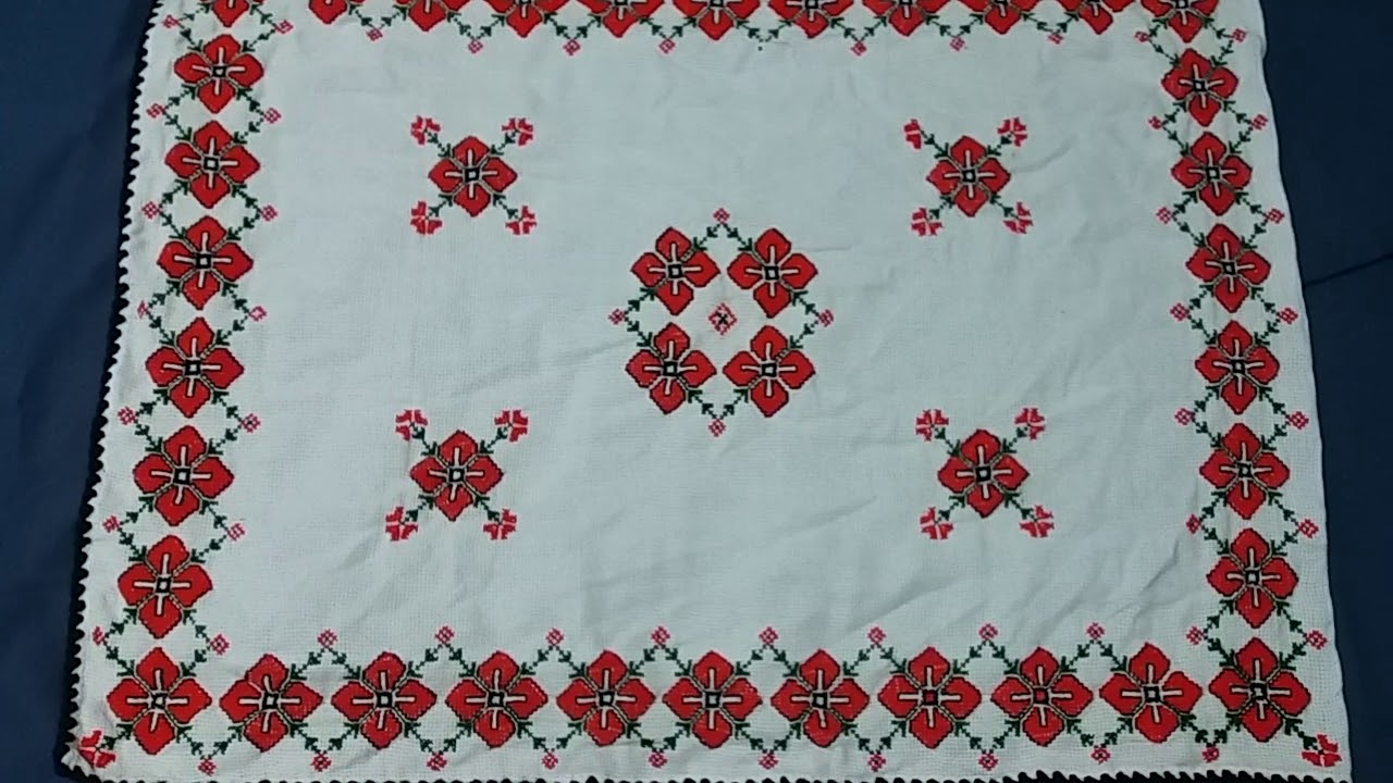 Beautiful Table Cover Design with woolen/Cross Stitch Table Cover ...