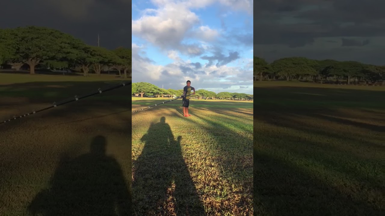 Ulua pole casting practice Hawaii - YouTube