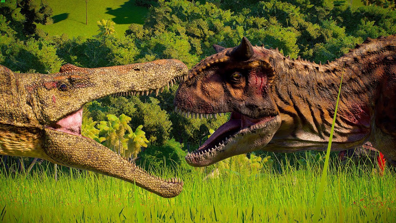 Carnotaurus Vs Suchomimus Vs Baryonyx Battle In Isla Sorna Site B