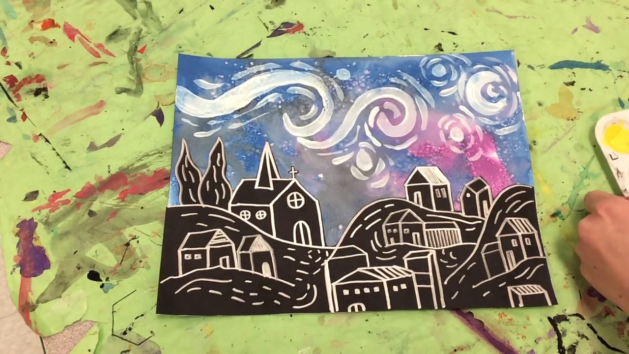 Starry Night mixed media - YouTube