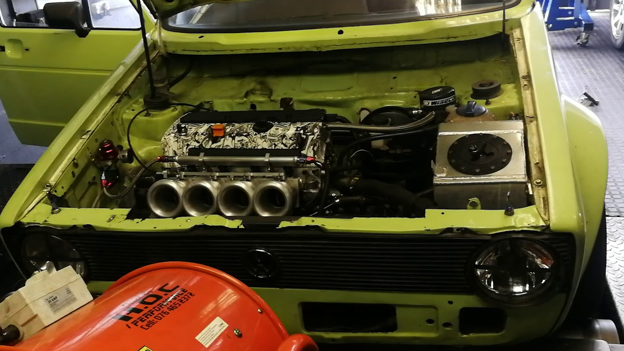 Honda powered vw mk1 golf K20 with throttles in for a methonal tuning ...