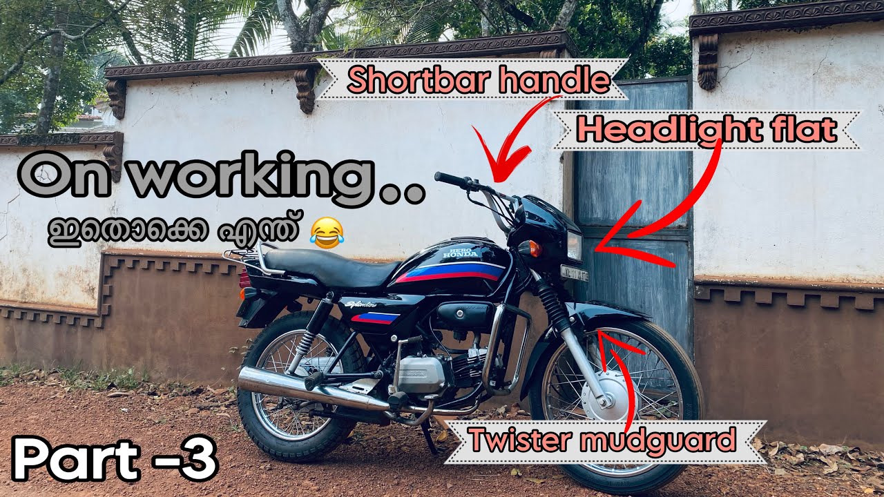 Splendor modification part-3 🙌|| shortbar handle,headlight flat and ...