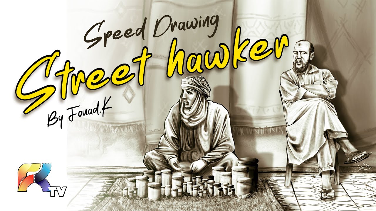 🎨⏱️ Speed Drawing – Street Hawker Marocain | Fouad ROSTOM - YouTube