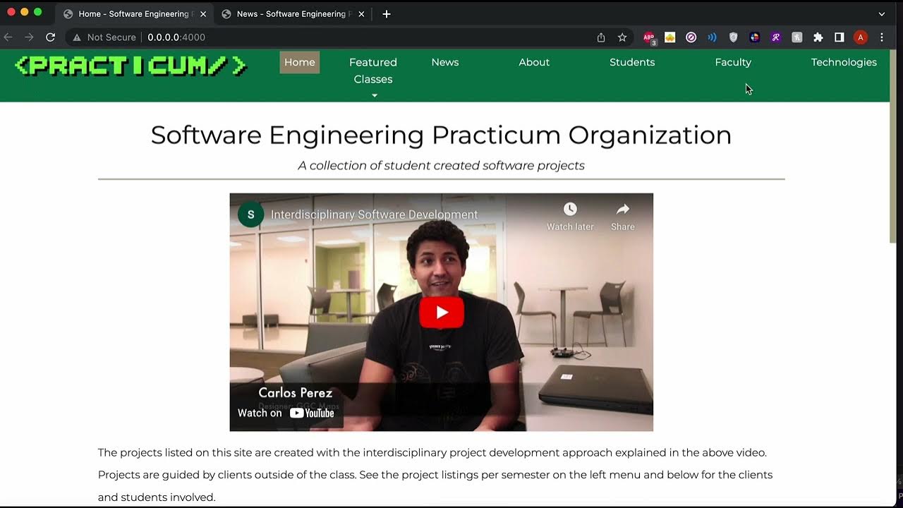 Software Engineering Practicum Website Redesign - YouTube