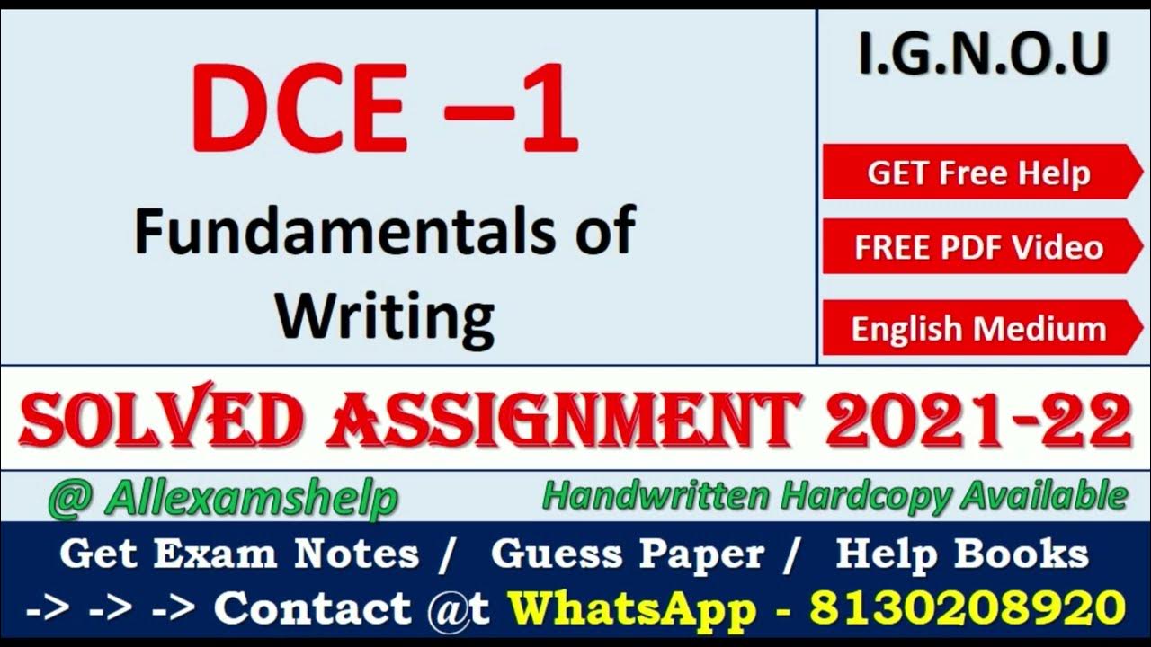 DCE 1 SOLVED ASSIGNMENT 2021-22 | In English | IGNOU - YouTube