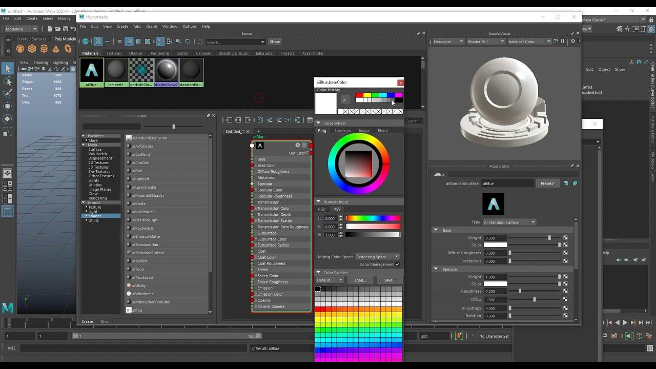Maya 2020 Basics - Basic Material Creation and Assignment Tutorial - YouTube