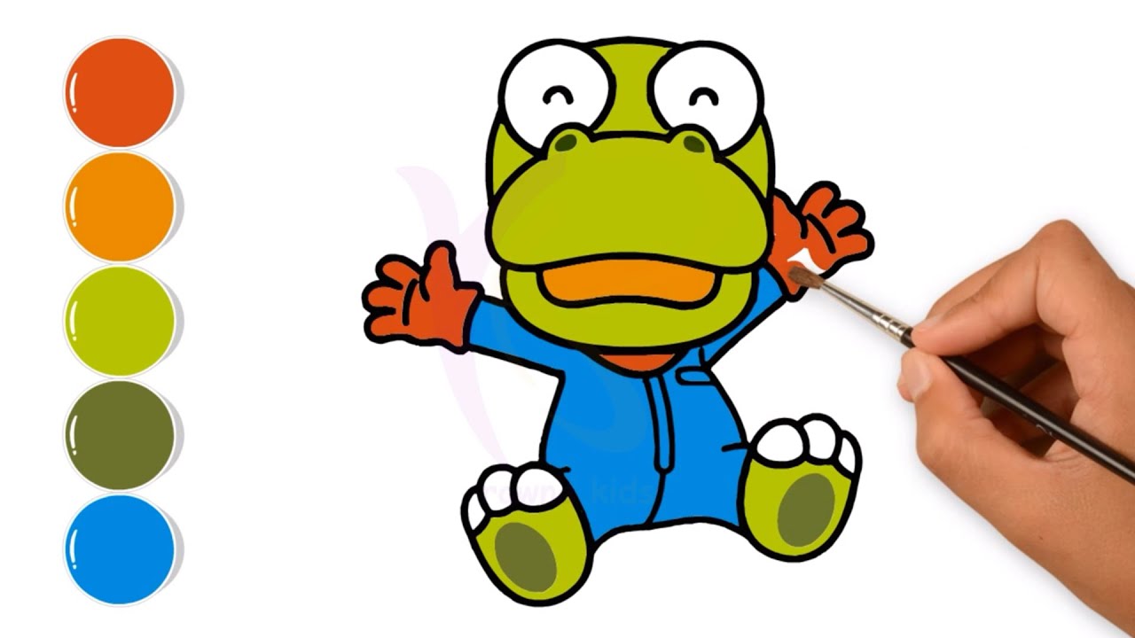 Painting and Coloring Crong from Pororo the Little Penguin - YouTube