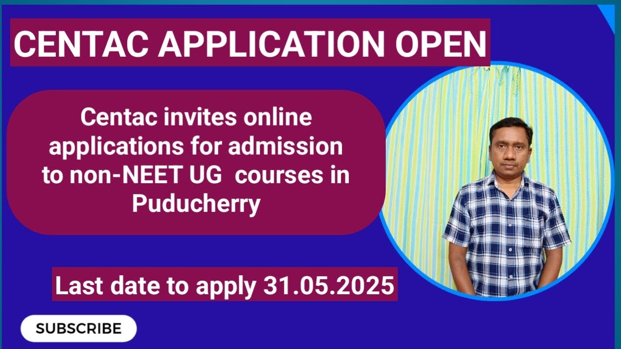 Puducherry Centac Non NEET UG courses application Open | CENTAC ...