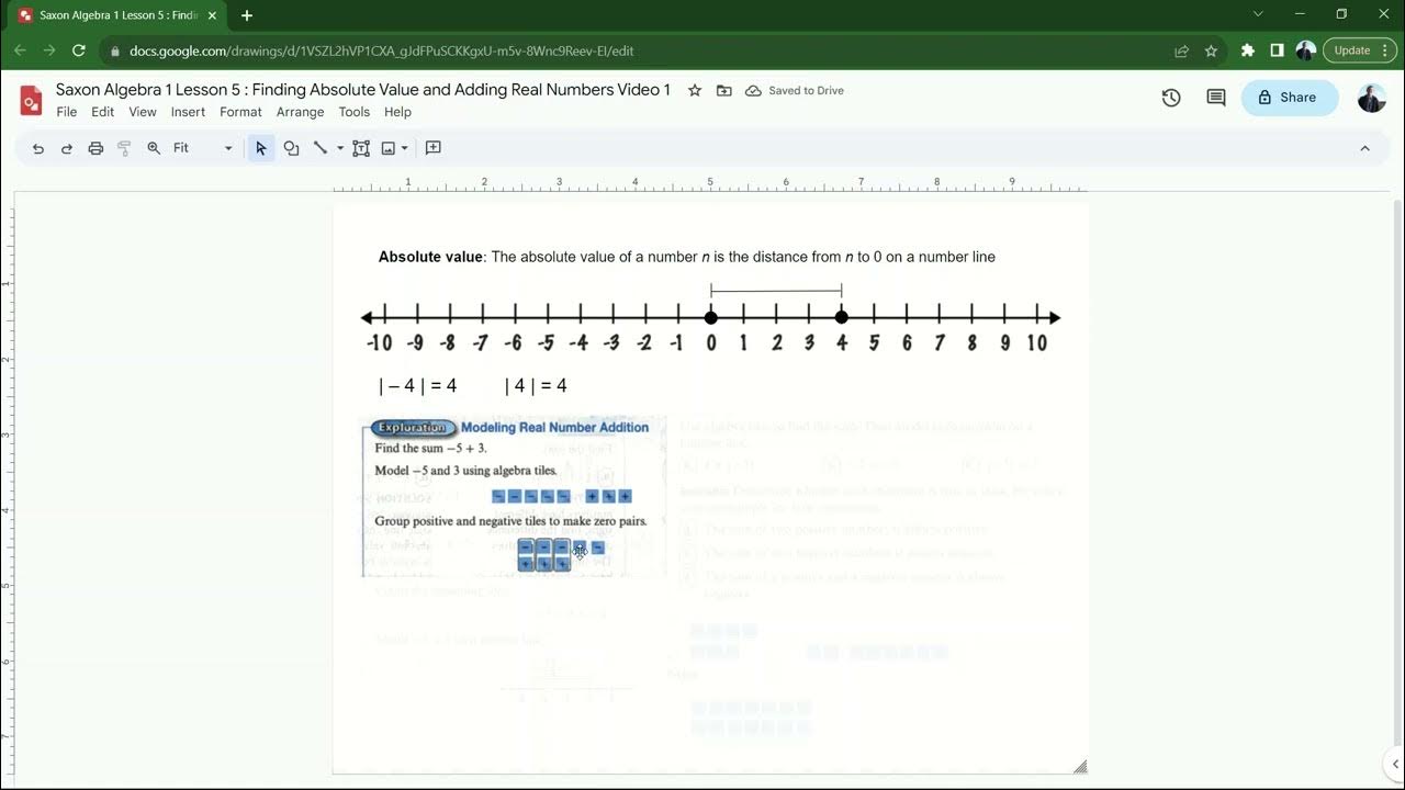 Saxon Algebra 1 Lesson 5 Video 1: Finding Absolute Value and Adding ...