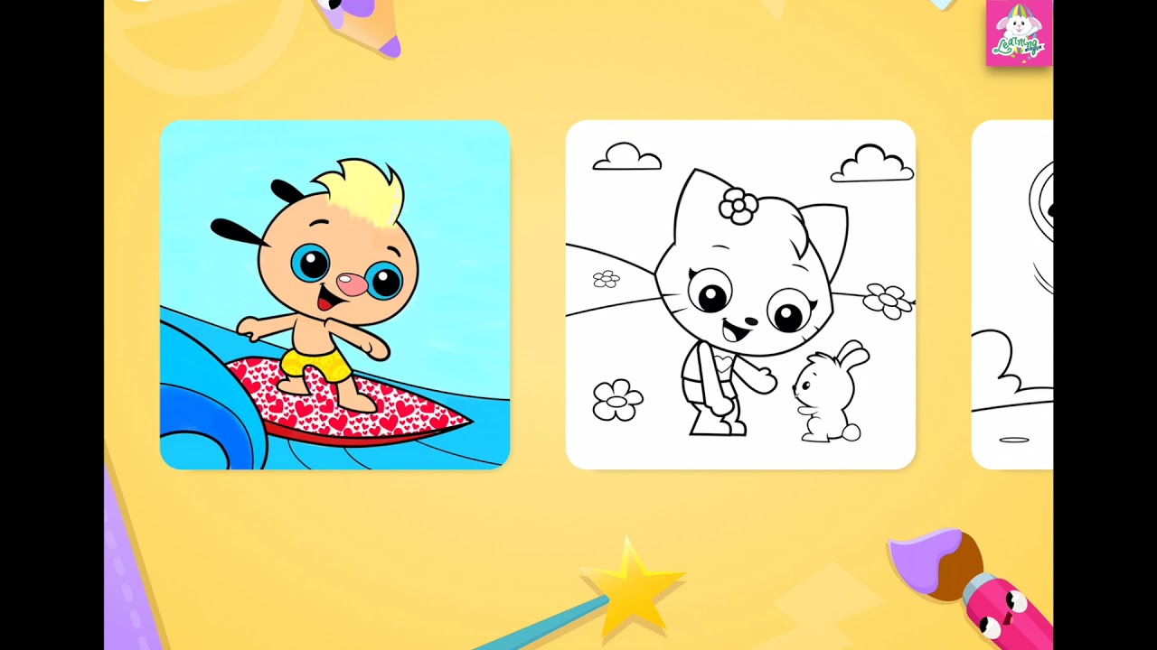 playkids coloring book for children play and learn - YouTube
