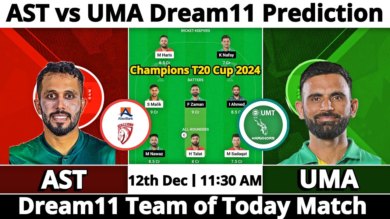 AST vs UMA Dream11 Prediction | Dream11 Team Of Today Match | Dream11 ...
