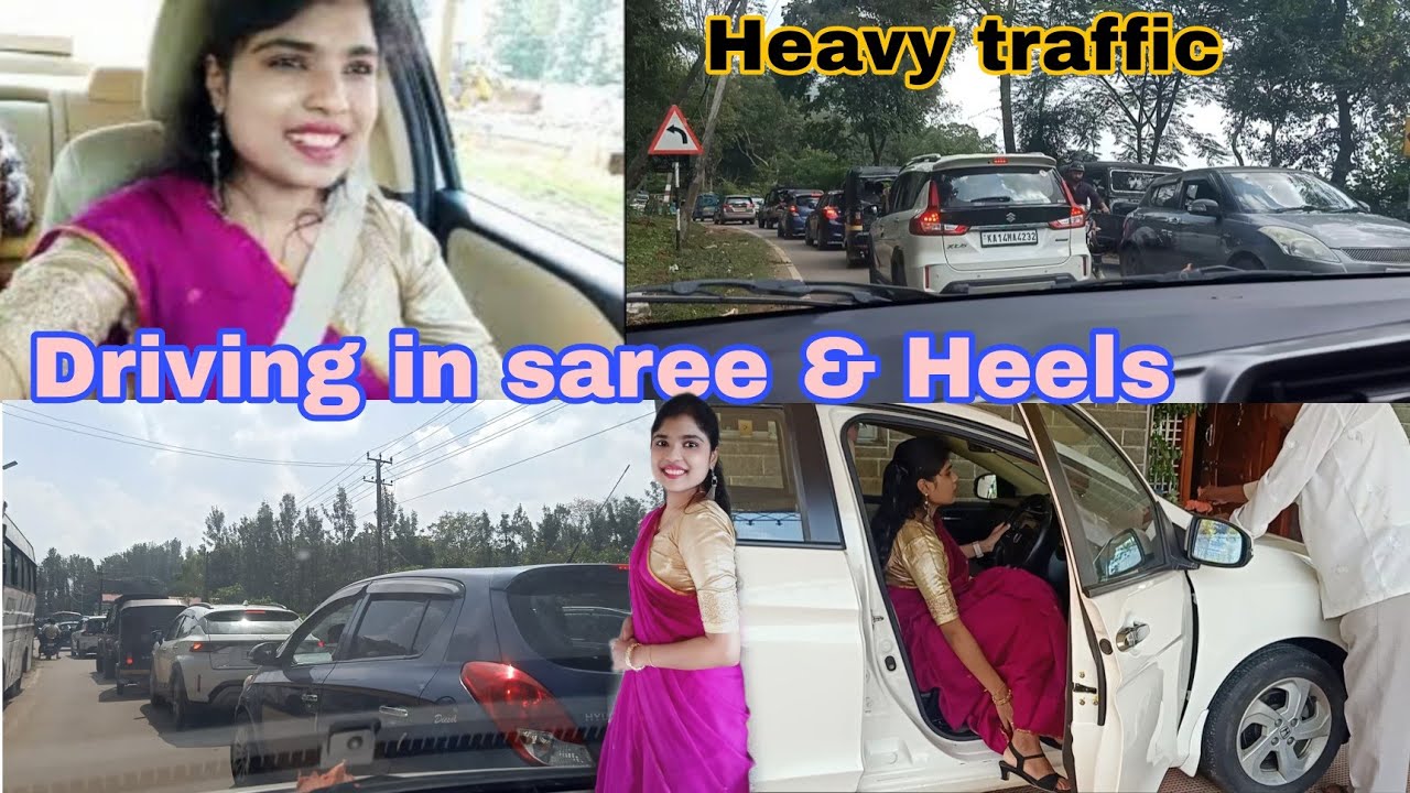 Car driving wearing saree & heels | Q&A #cardriving #girl #driving ...