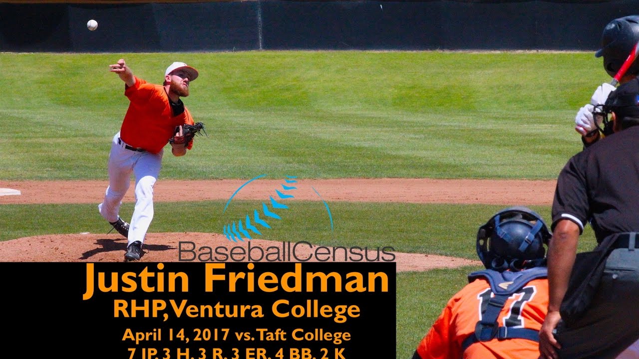 Justin Friedman, RHP, Ventura College — April 2017, Video #4 - YouTube