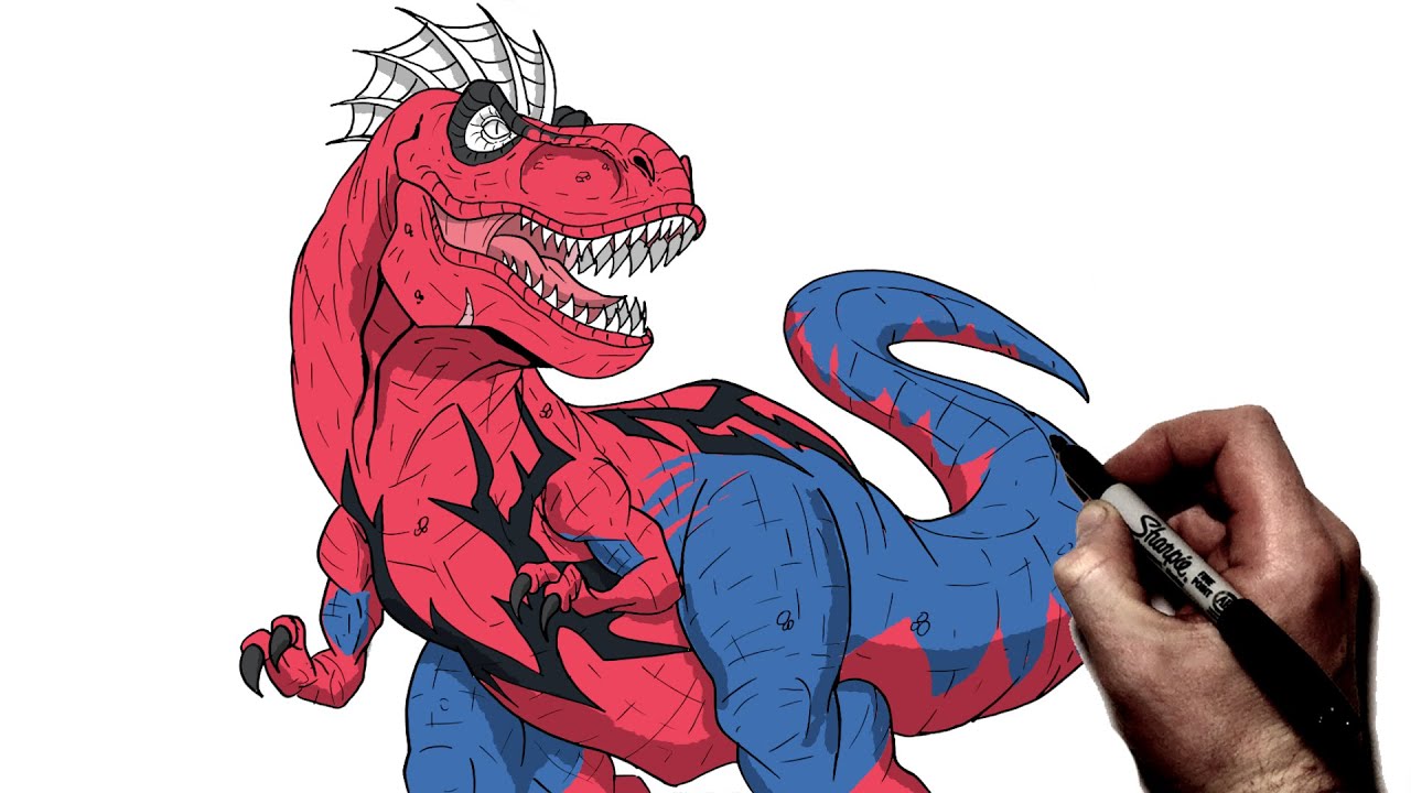 How To Draw Spider-Rex | Step By Step | Marvel - YouTube