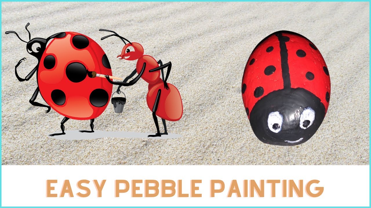 Easy Pebble Stone Painting | Pebble Painting Ideas | Red Bug Painting ...