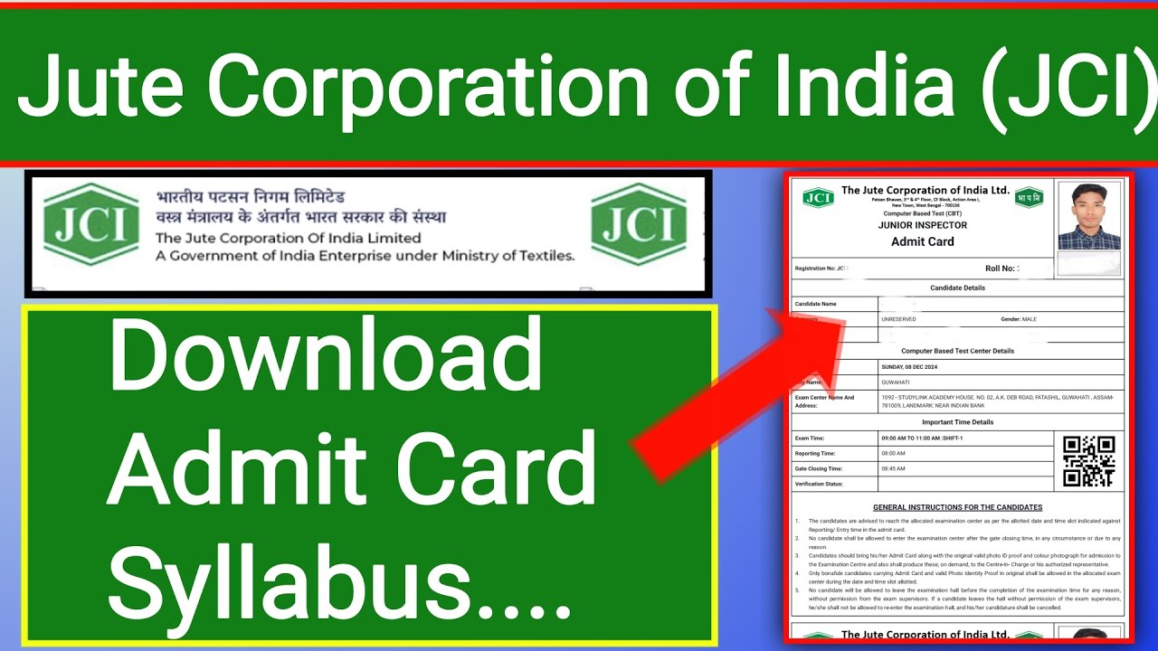 How to Download JCI admit card 2024 l Jute corporation of india admit ...