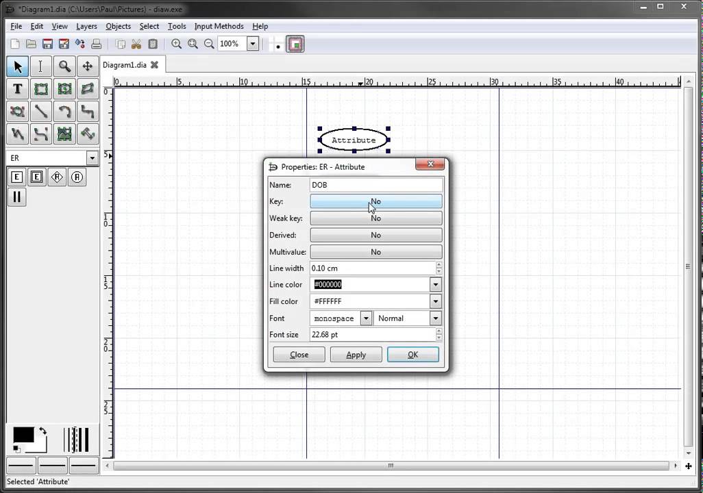 ER Diagrams in Dia Part 3 - Creating An Atomic Attribute - YouTube