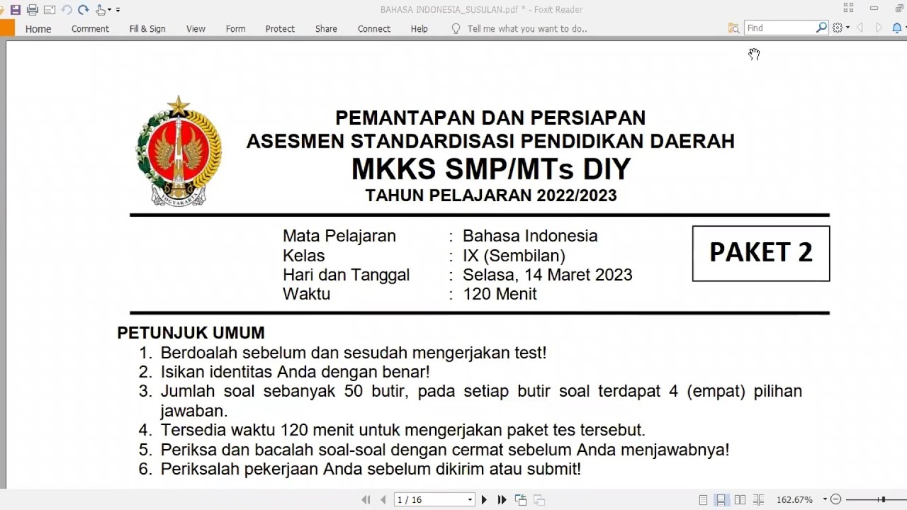 PEMBAHASAN PP ASPD MKKS DIY TAHUN 2023 PAKET 2 | BAHASA INDONESIA 21-30 ...
