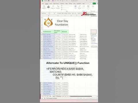 Alternative to UNIQUE() function in Excel - Excel Tips and Tricks - YouTube