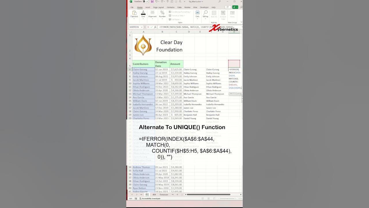 Alternative to UNIQUE() function in Excel - Excel Tips and Tricks - YouTube