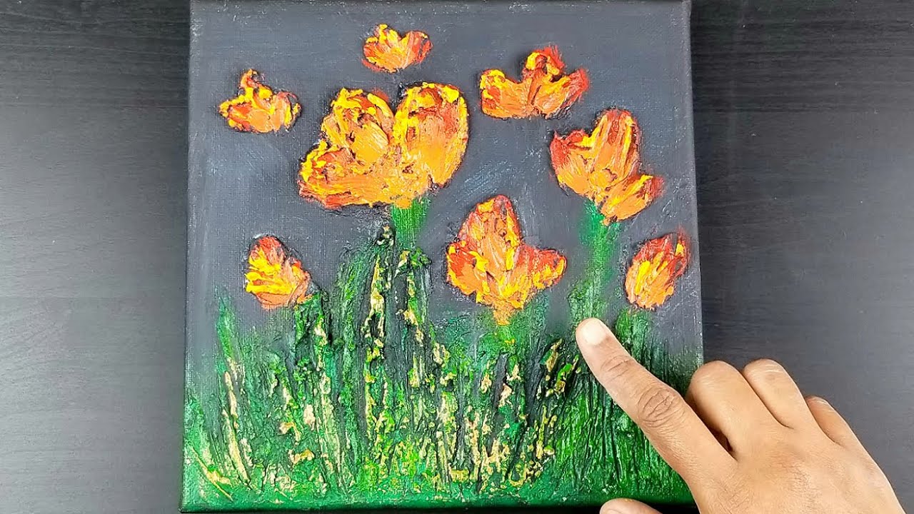 How to do Abstract tulips | Texture painting | Acrylic painting | - YouTube