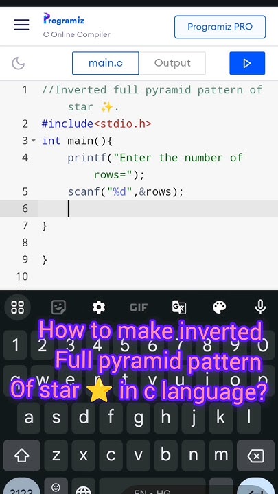 how to make inverted full pyramid pattern of star in c language?#cpattern #pattern - YouTube