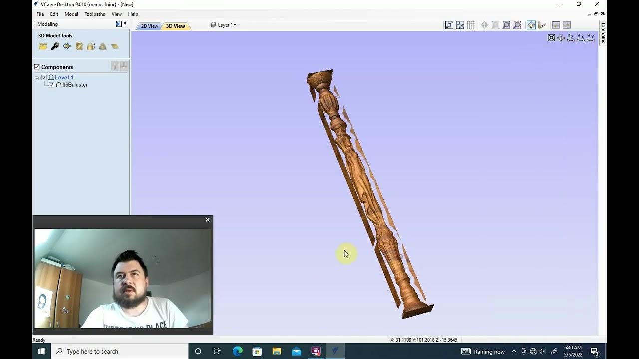 Cnc tutorial Vcarv Aspire Vectric balustru cilindric programare pe cnc ...