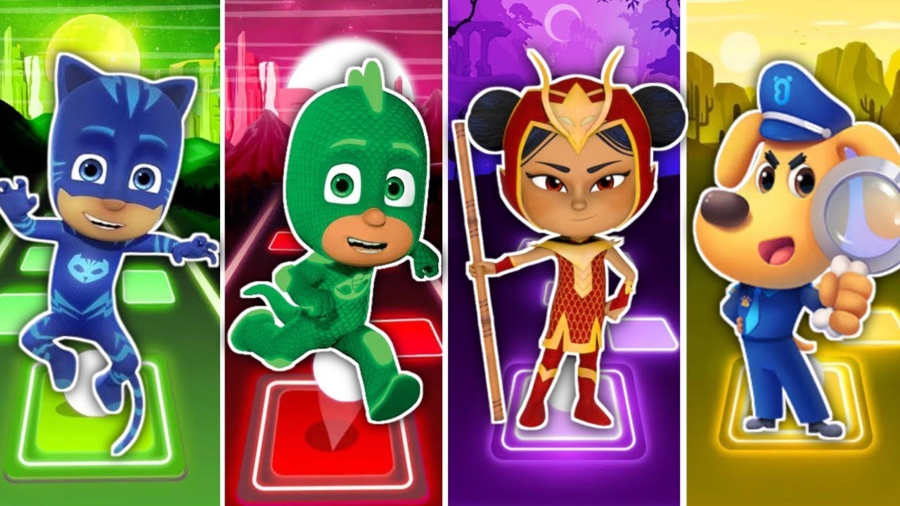 Gekko 🆚 CatBoy 🆚 Owlette 🆚 PAW Patrol 🎶 Tiles Hop EDM Rush - YouTube