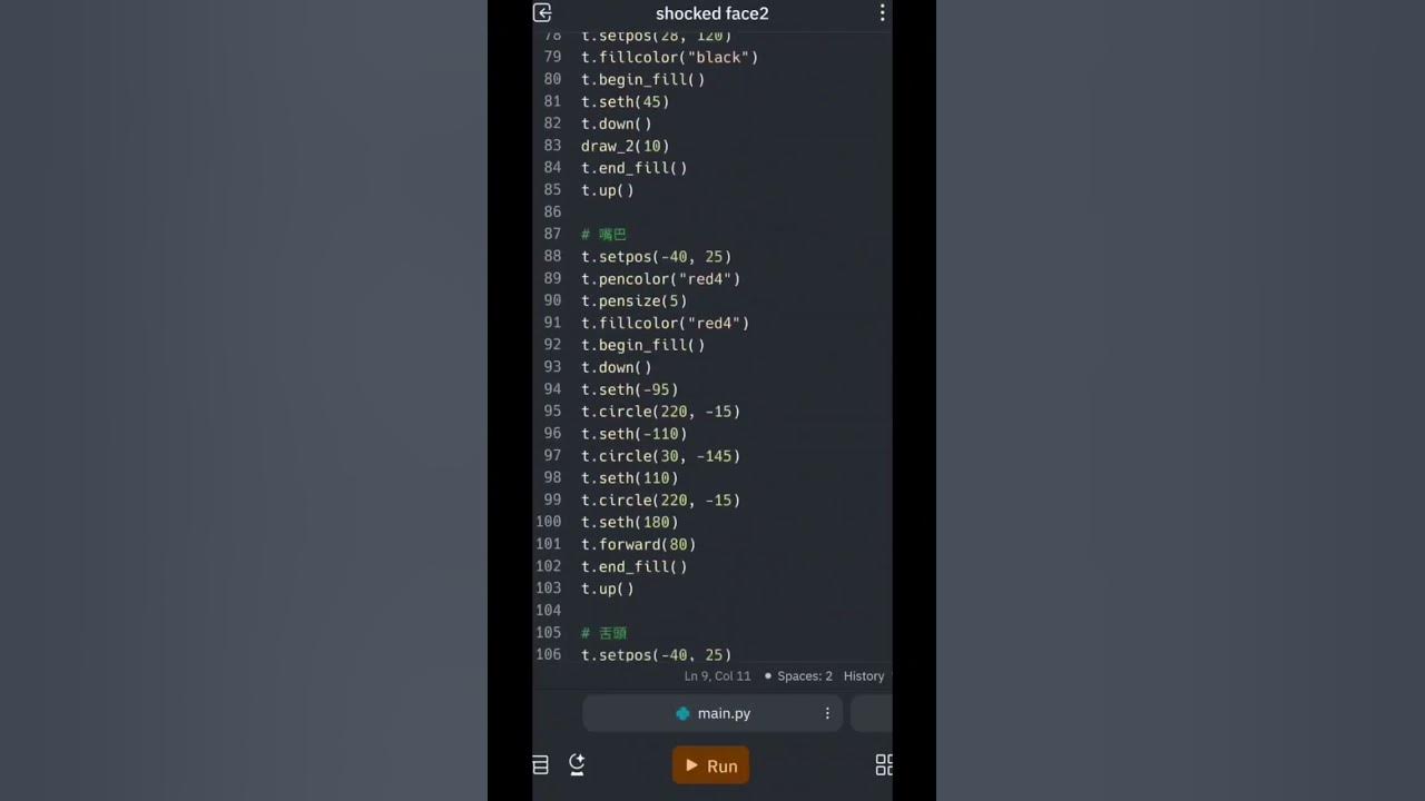 用python Turtle畫表情符號 目瞪口呆python 程式教學 寫程式drawing 震驚 Shocked Pythoncode Pythonprogramming 