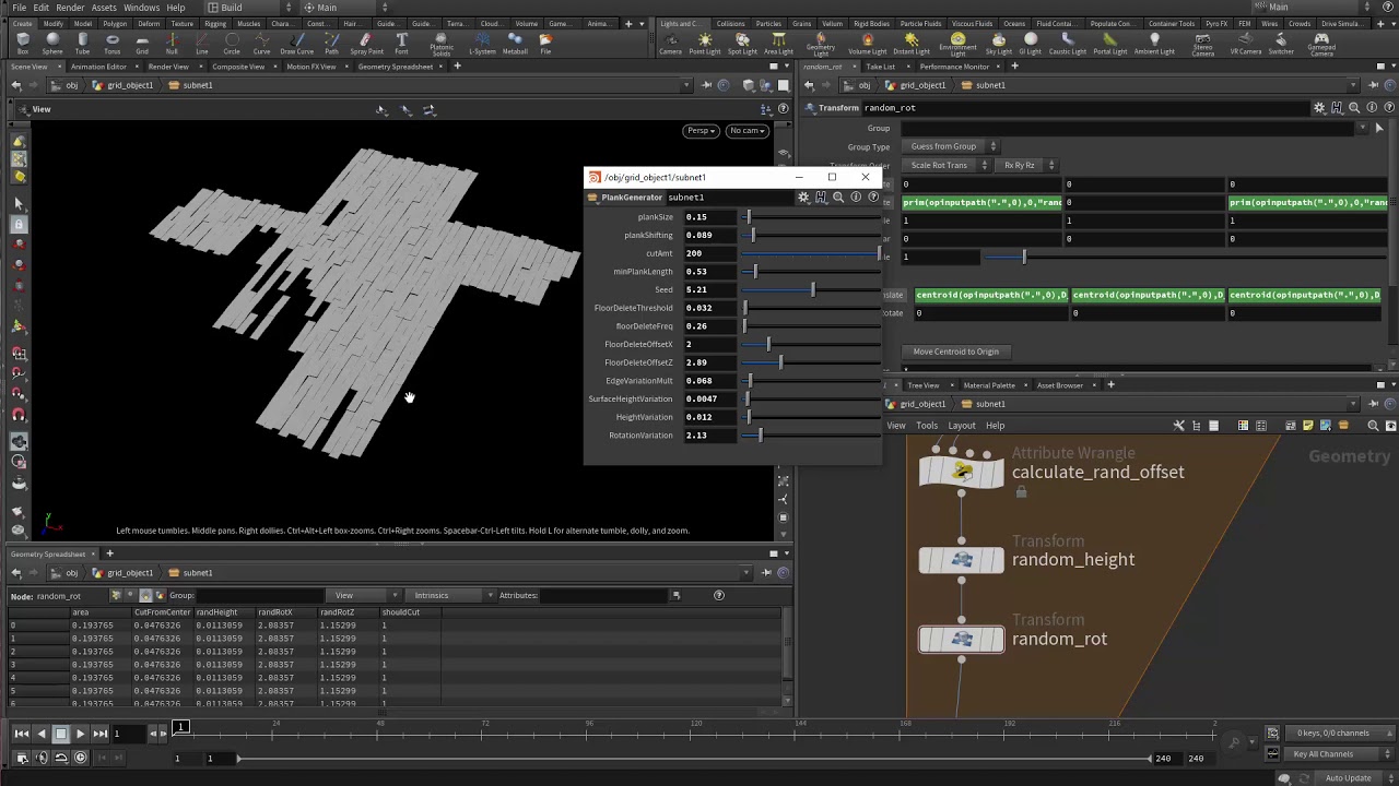 Houdini Procedual woodFloor 07 Random Rotation uv Thickness and double ...