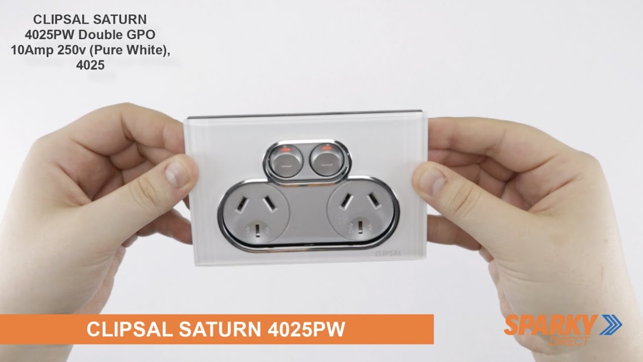 CLIPSAL SATURN 4025PW | Double GPO 10Amp 250v (Pure White), 4025 - YouTube