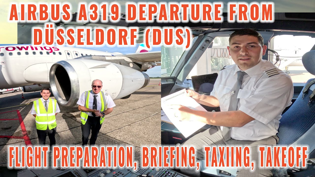 Airbus A319 | Dusseldorf (DUS) | Full flight preparation, outside check ...