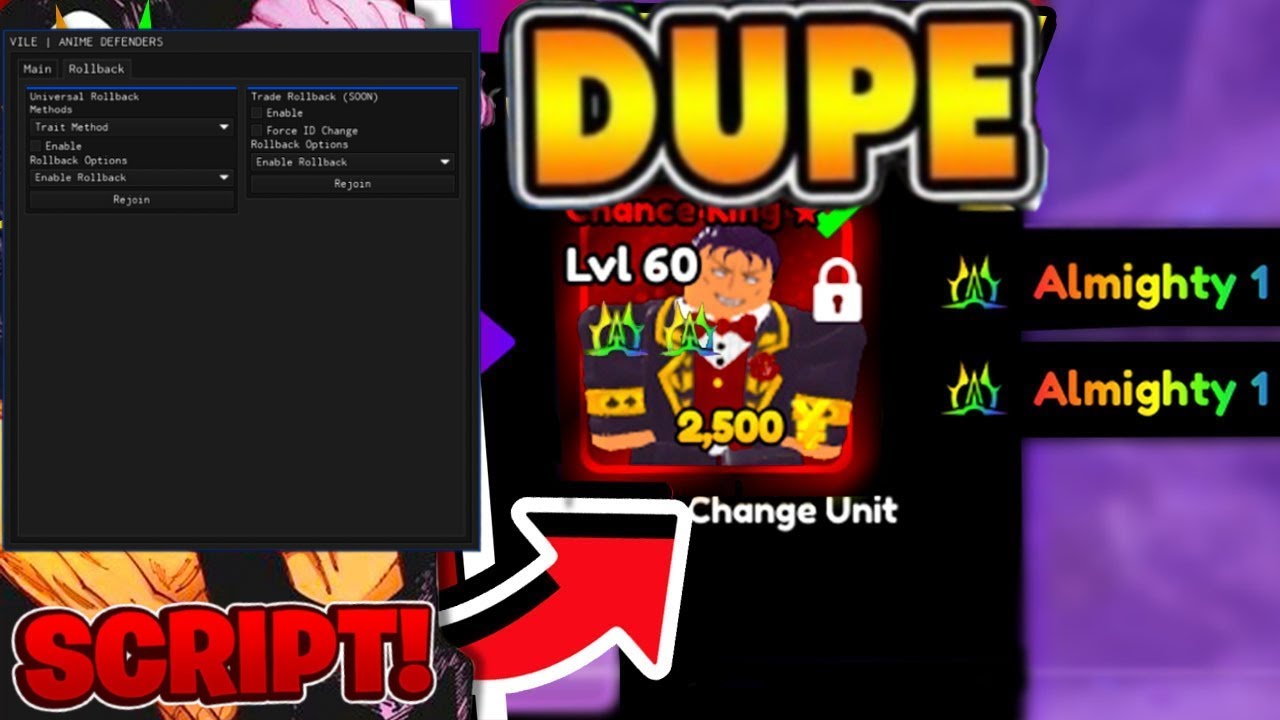 Anime Defenders Script GUI / HACK & SCRIPT | ROLLBACK & DUPE SCRIPT INF ...