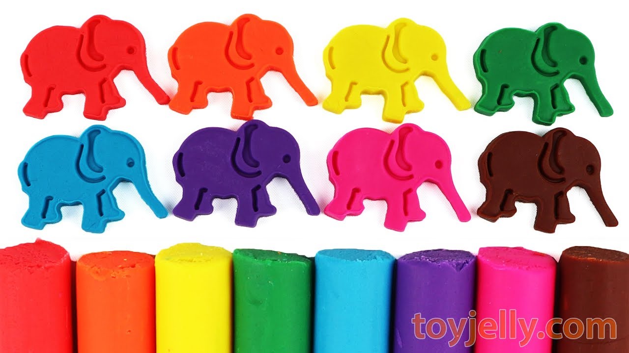 Learn Colors with Play Doh Elephant Molds and Lollipop Candy Surprise ...