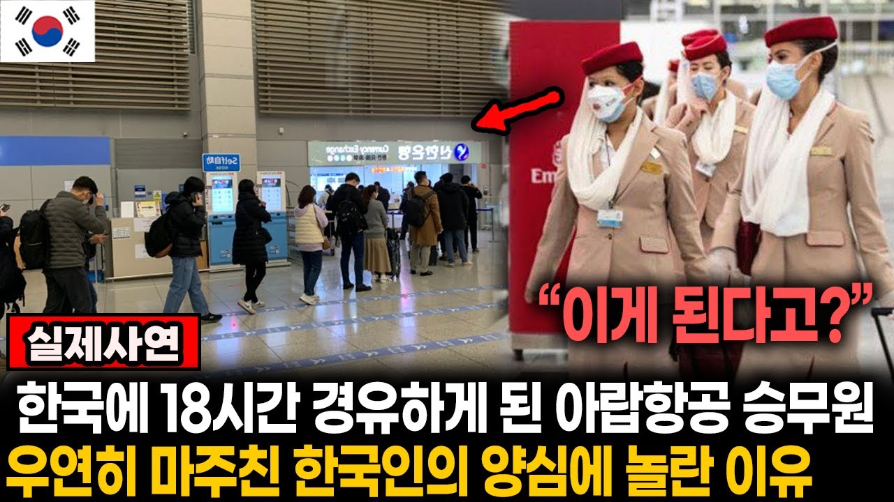 아랍항공 승무원들이 한국에 18시간 경유하던 중 한국인의 양심에 놀란 이유 Youtube
