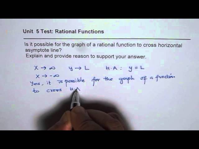 Rational Function That Crosses Horizontal Asymptote Youtube