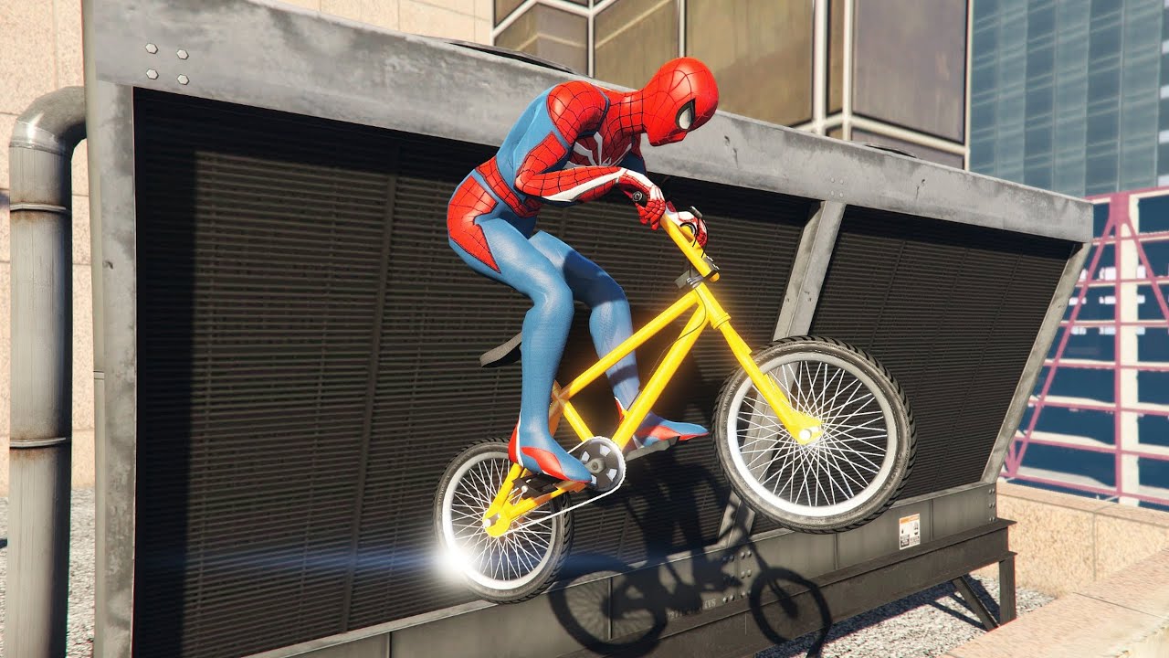 GTA 5 - Spiderman BMX Parkour Jumps/Ragdolls ep.4 (Euphoria Physics ...