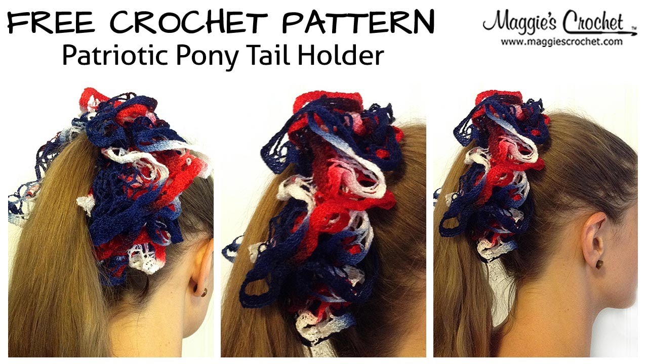 Patriotic Pony Tail Holder Free Crochet Pattern - Right Handed - YouTube