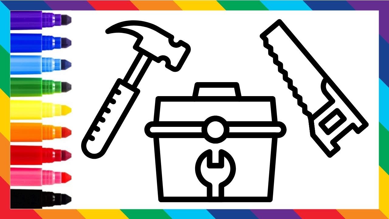 Drawing, Coloring and Painting Work Tools Easy Step by Step | Tutorial ...