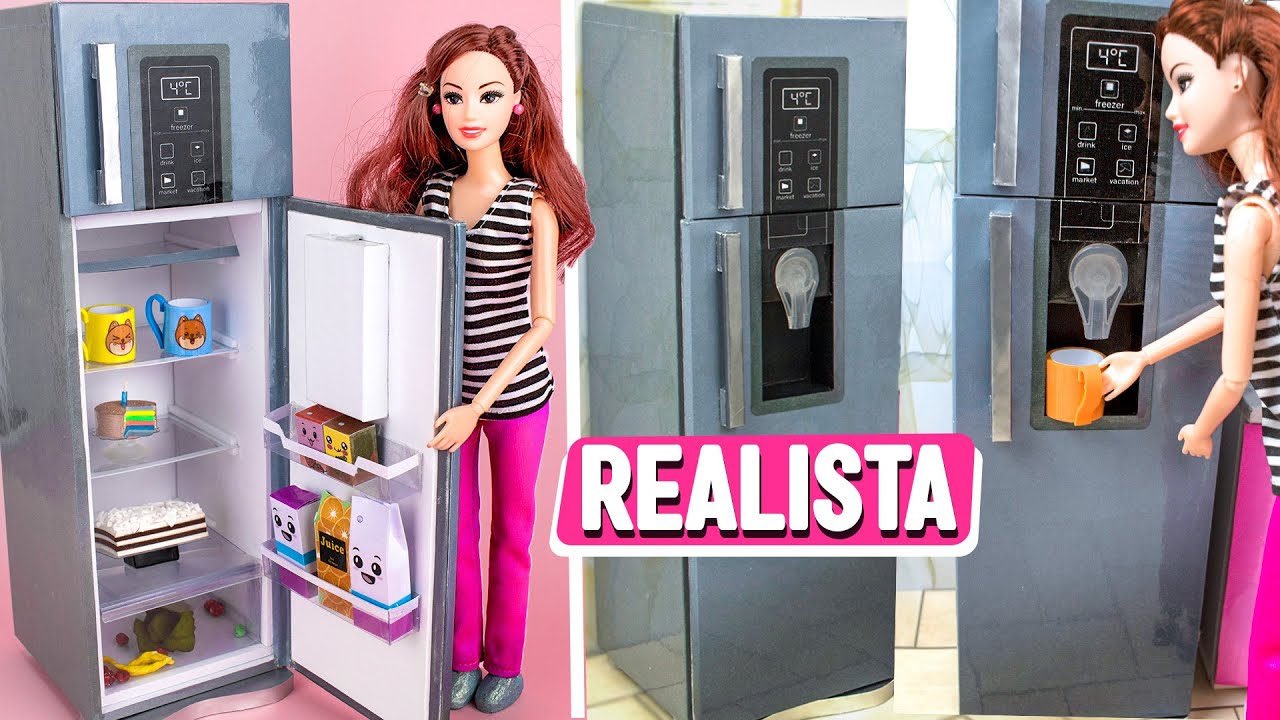 Cómo Hacer Refrigerador con Cartón💡Juguete Realista para Muñecas ...