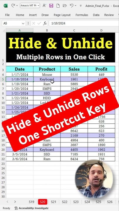 Hide and Unhide Multiple Rows in One Shortcut Key | Hide and Unhide Multiple Rows in Excel | # ...