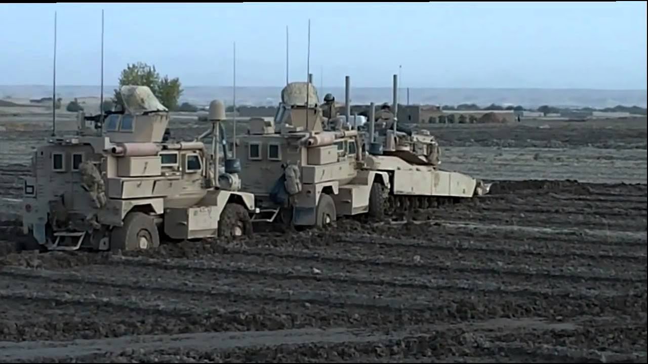 Tank Pulls 2 Stuck MRAP Mine Resistant STABILIZED - YouTube