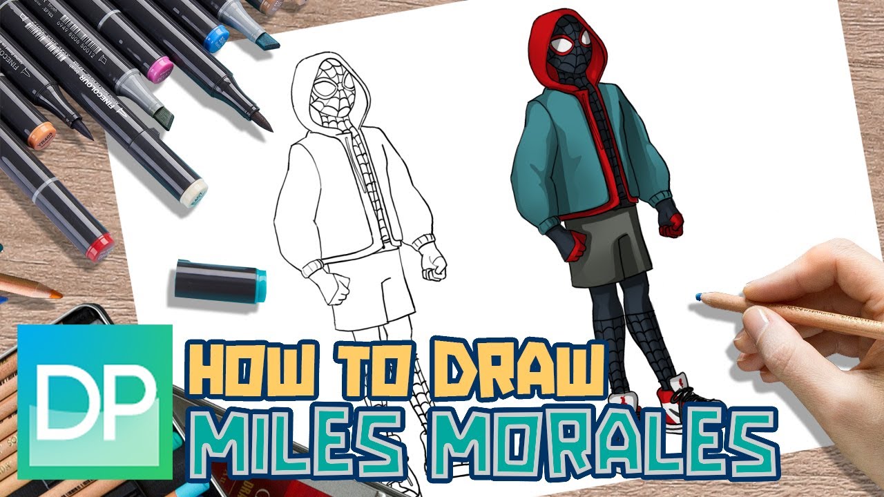 [DRAWPEDIA] HOW TO DRAW MILES MORALES (INTO THE SPIDER VERSE) - STEP BY ...
