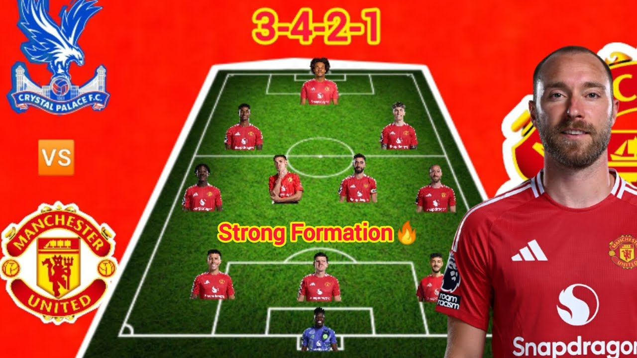 NEW FORMATION🔥🔥: CRYSTAL PALACE VS MAN UNITED STRONG 3-4-2-1 Formation ...
