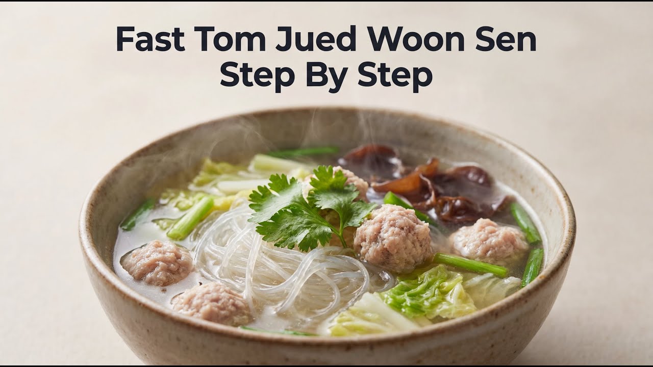 Fast Tom Jued Woon Sen (Thai Glass Noodle Soup) Cooking Guide Step By ...