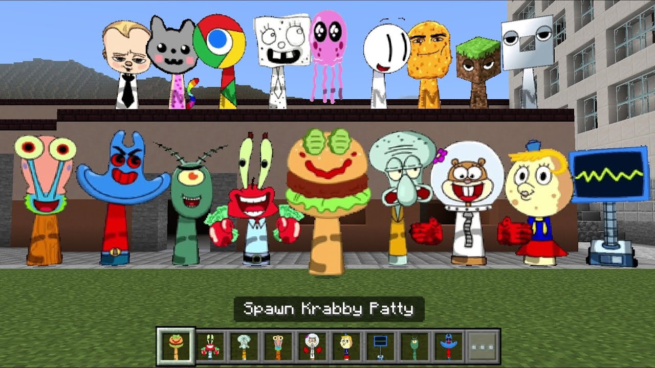 Sprunki OC Krabby Patty Added in Minecraft PE - YouTube