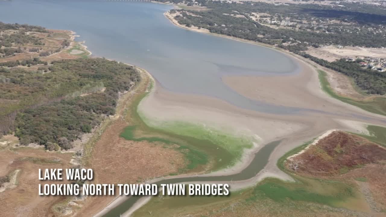 Shrinking Lake Waco: Aerial views on Oct. 14, 2022 - YouTube