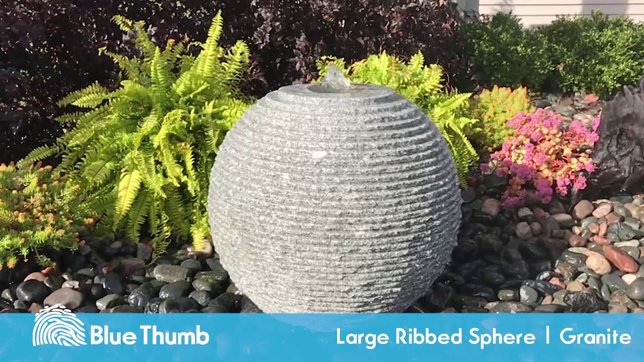 Large Ribbed Sphere Granite Fountain - YouTube